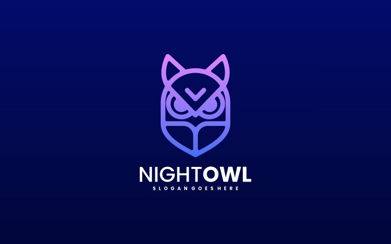 Gece Baykuşu Hat Sanatı Gradyan Logo Tarzı - TemplateMonster