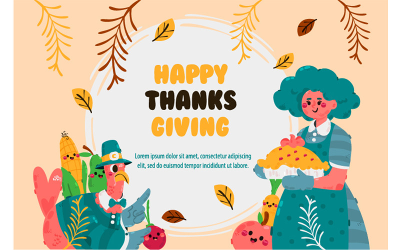 Illustration de fond de voeux joyeux Thanksgiving
