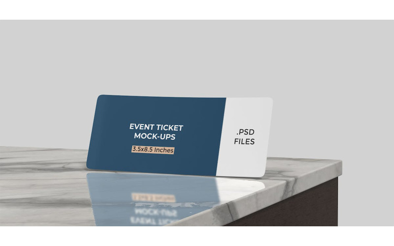 Event Ticket Mockup on The Ceramic Table - TemplateMonster
