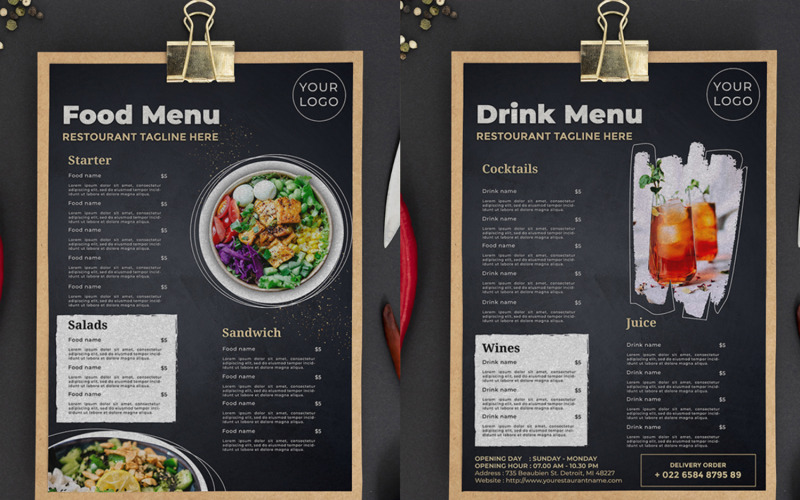 Szablon menu restauracji — dwustronnie - TemplateMonster