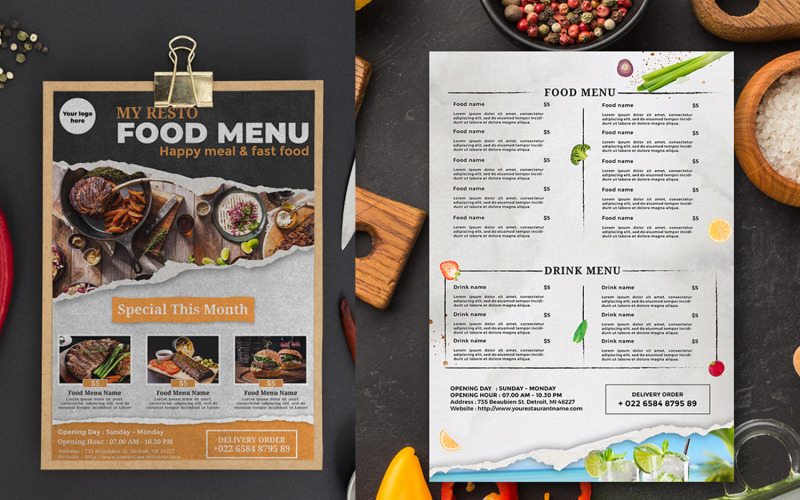 Menü Tasarımı El İlanı Şablonu #293512 - TemplateMonster