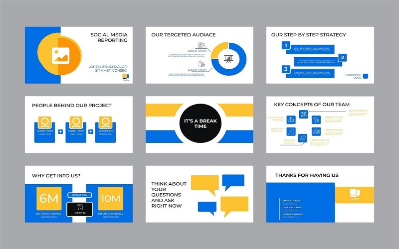 Unique 9 Slider Company Investment Presentation and Pitch Deck Vector ...