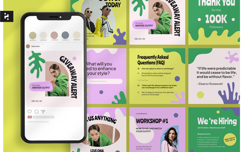 Aesthetic Colorful Instagram Post #293855 - TemplateMonster