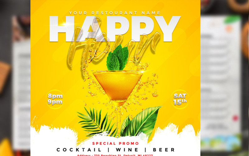 Happy Hour Party - Social Media Template - TemplateMonster