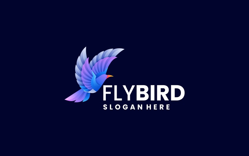 Plantilla de logotipo de degradado de pájaro volador