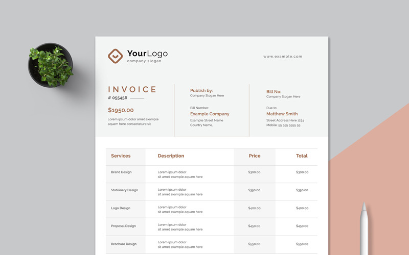 Professional Invoice Template #294025 - TemplateMonster
