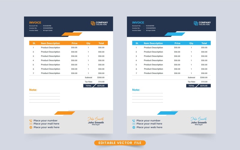 Business Invoices with Modern Shapes - TemplateMonster