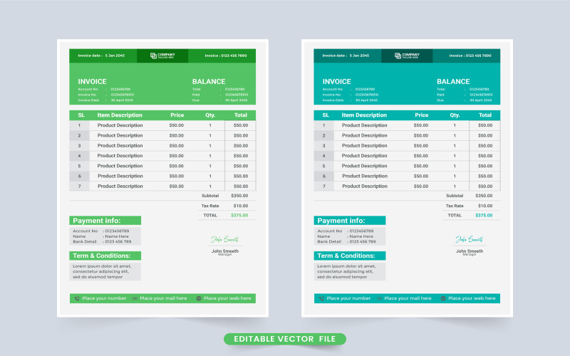 Corporate Business Invoice Template #294434 - TemplateMonster