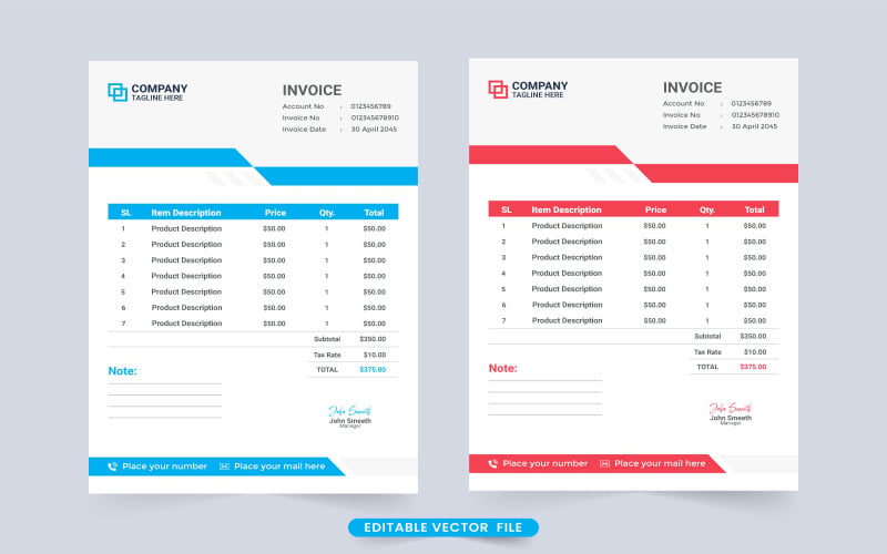 Invoice and Receipt Template Vector #294449 - TemplateMonster