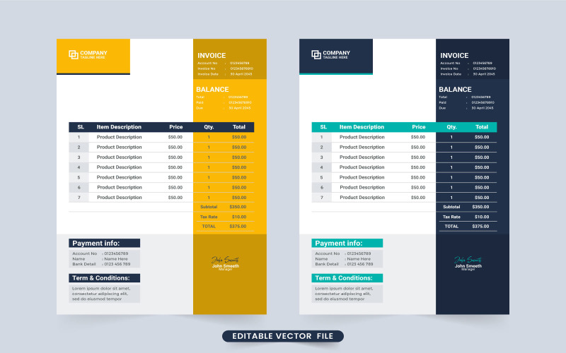 Invoice Template Vector with Bill Paper - TemplateMonster