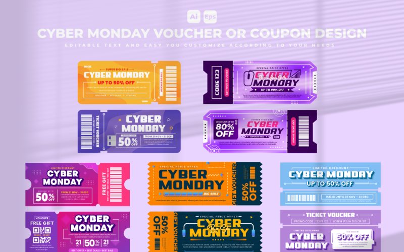 Modèle de conception de bon Cyber Monday V3 - TemplateMonster