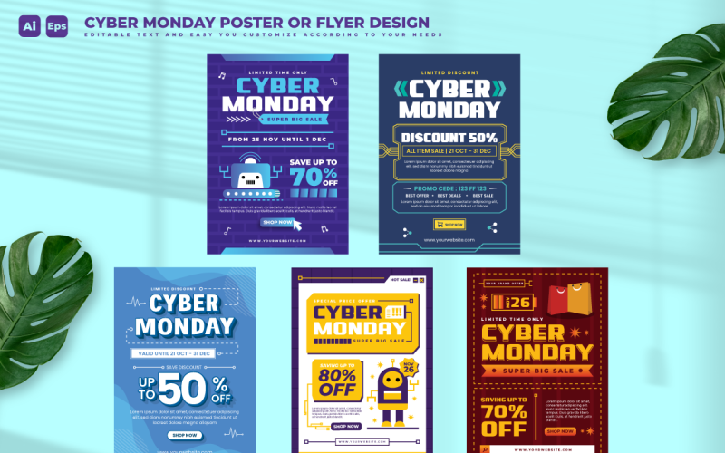 Modelo de Design de Folheto Cyber Monday V4 - TemplateMonster