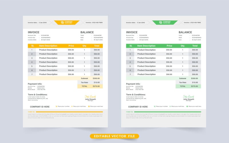 Payment Receipt and Invoice Template Vector - TemplateMonster