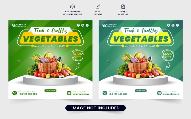 Fresh and organic food poster vector - TemplateMonster