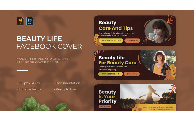 Beauty Life Facebook Cover #294947 - TemplateMonster