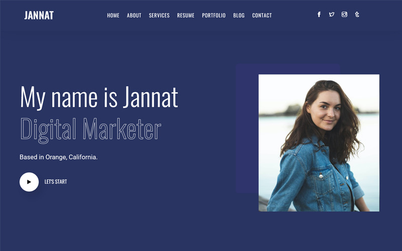 Jannat - Personal Portfolio/CV Resume HTML Template Jannat - Personal Portfolio/CV Resume HTML Template