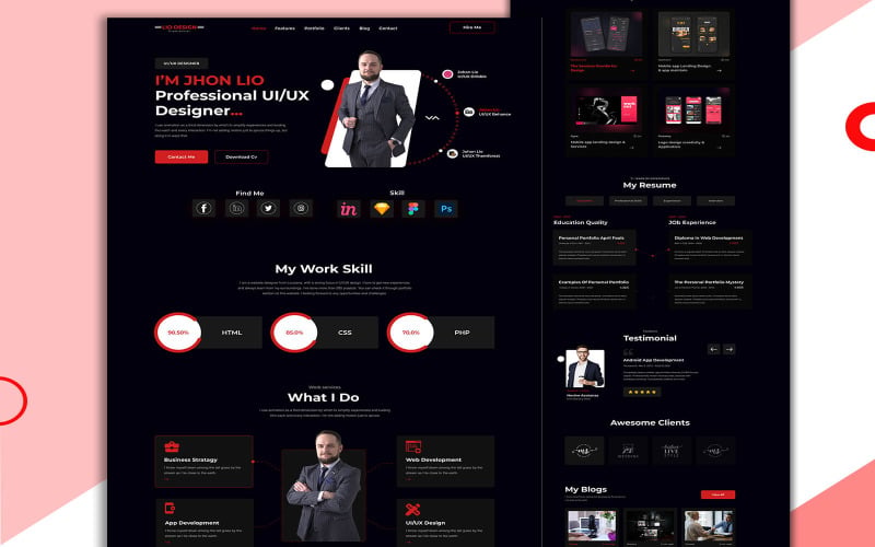 Mais de 140 modelos de site HTML de página pessoal - TemplateMonster