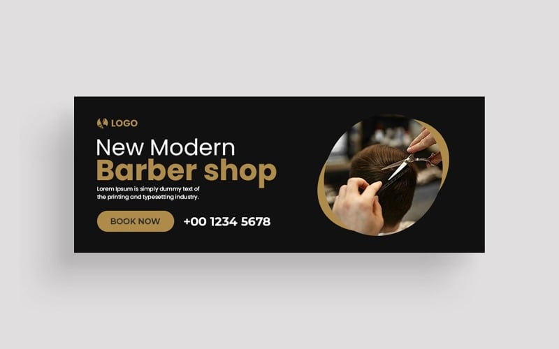 Barber Shop Facebook Cover Photo Design - TemplateMonster