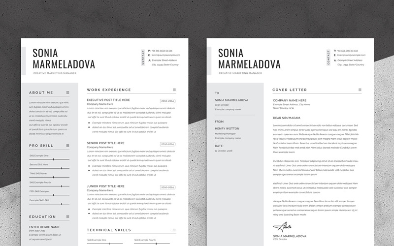 Enkel CV-mall med tryck #294995 - TemplateMonster