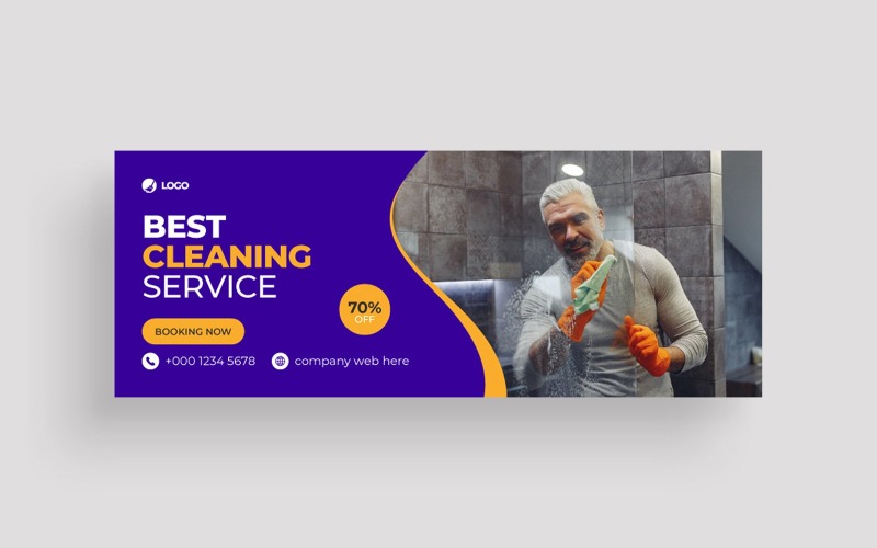 Cleaning Service Facebook Cover Template - TemplateMonster