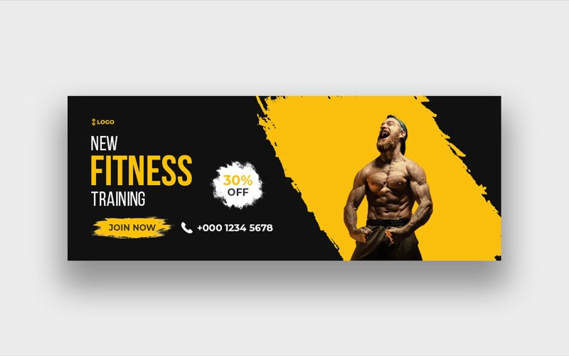 Modern Gym Fitness Web Banner Facebook Cover Photo