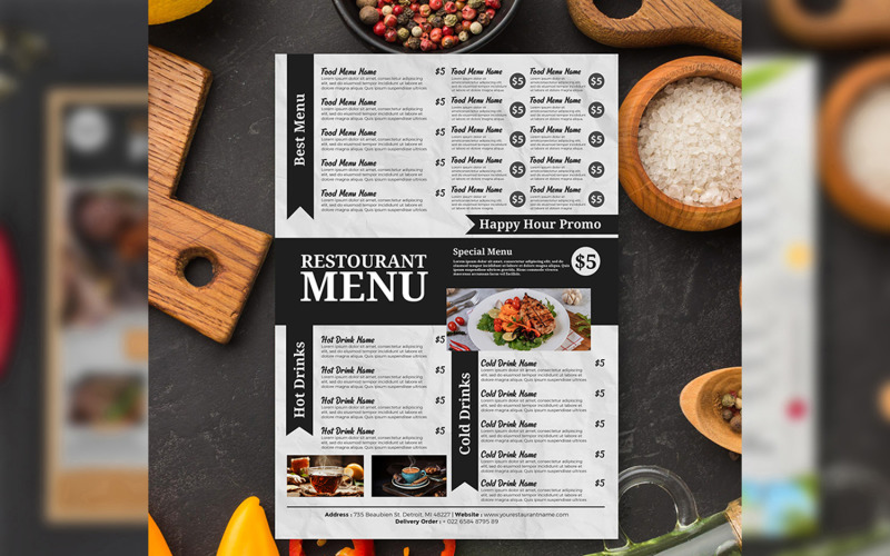 Modèle de Flyer de menu minimaliste #295215 - TemplateMonster