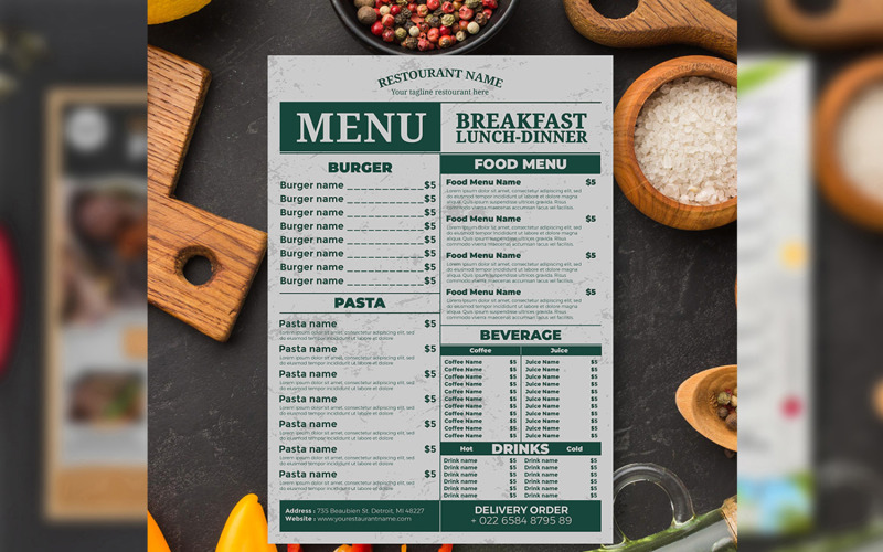 Modelo de Menu de Comida Vintage #295213 - TemplateMonster