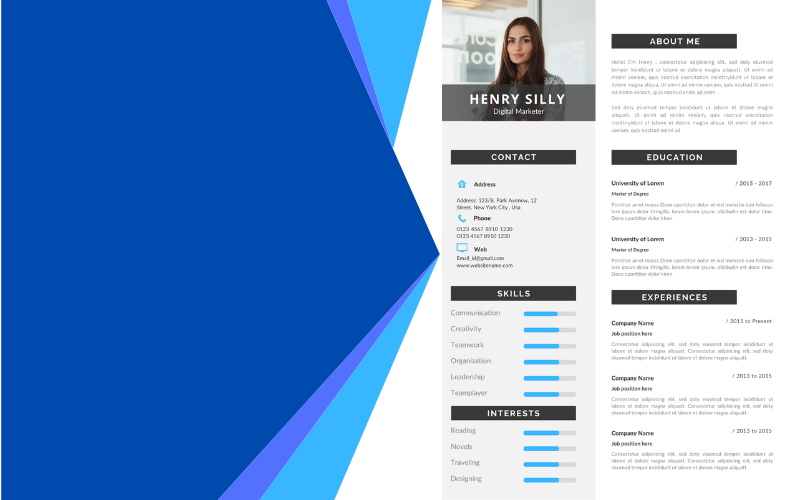 IPY Blue Black Modern Resume Template - TemplateMonster
