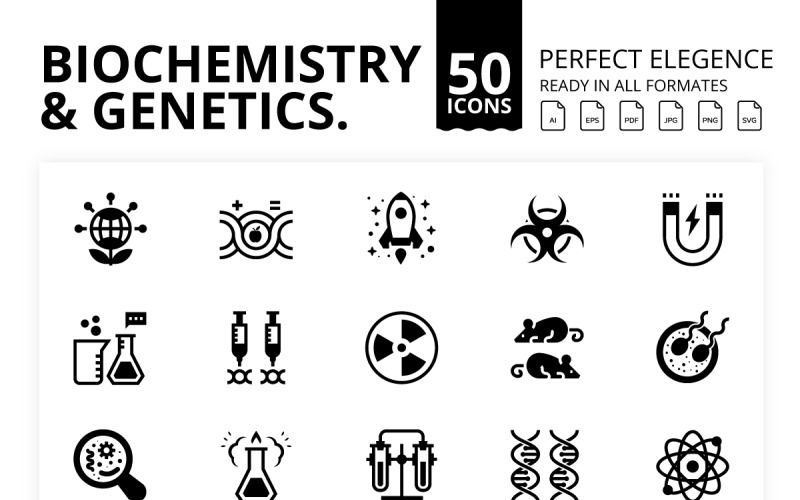 Biochemistry and Genetics Glyph Icons - TemplateMonster