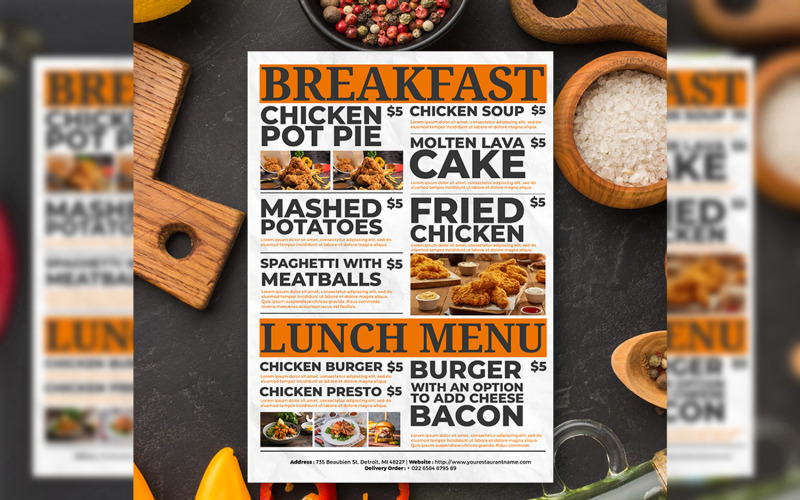 Breakast - Restaurant menu template #295459 - TemplateMonster