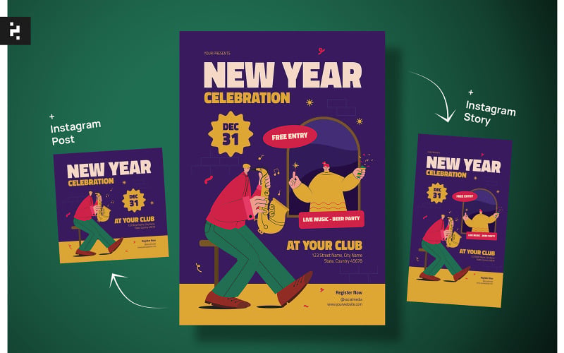 New Year Celebration Flyer #295576 - TemplateMonster