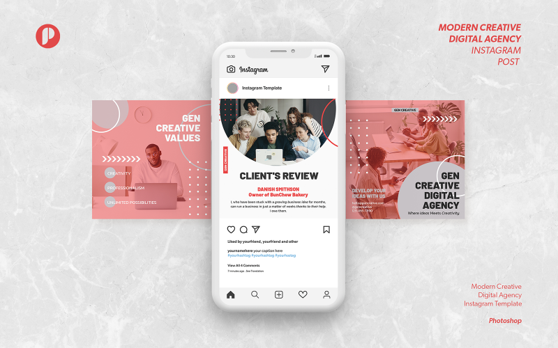 Beauty red and white modern creative digital agency instagram post