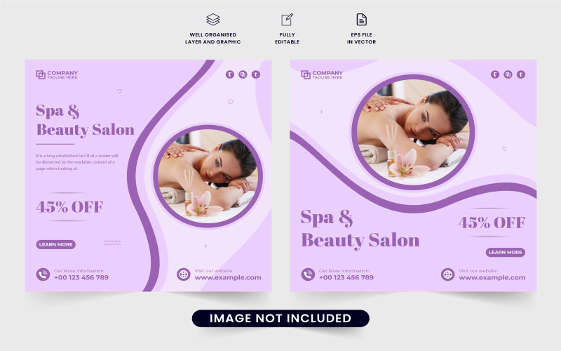 Spa center promotional web banner vector - TemplateMonster
