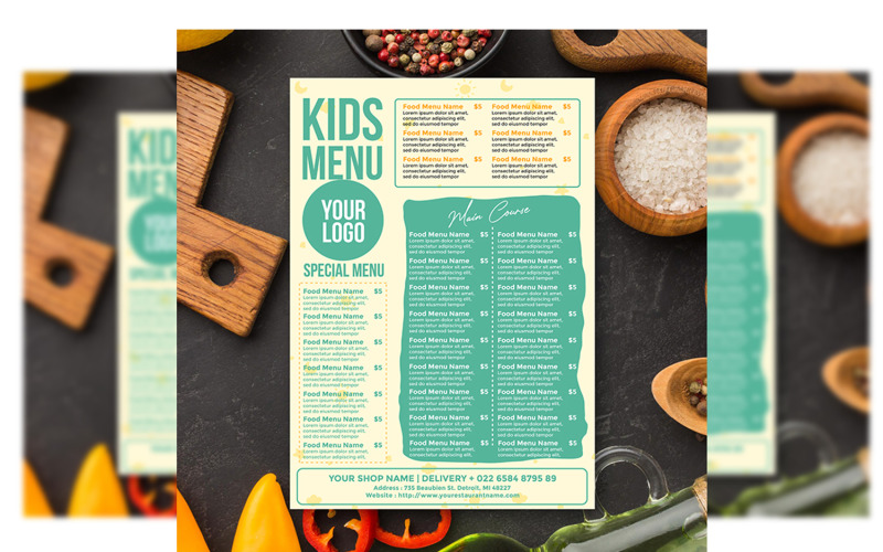 Menu Infantil - Modelo de Folheto nº 4 - TemplateMonster