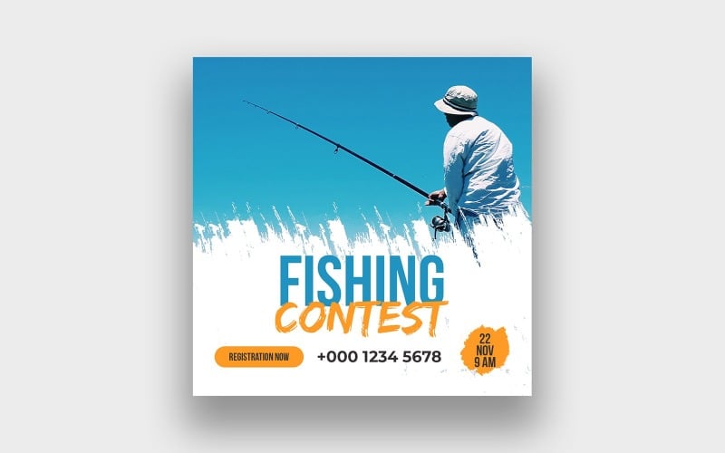 Fishing Facebook Instagram Post Template - TemplateMonster