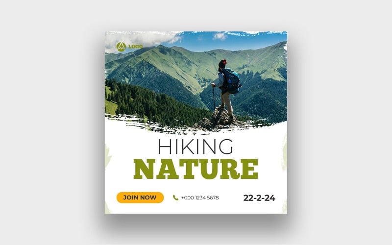 Hiking Social Media Post Design Template - TemplateMonster