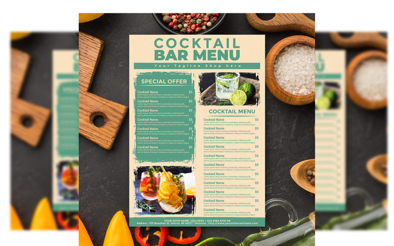 Modern cocktails menu Template #296706 - TemplateMonster