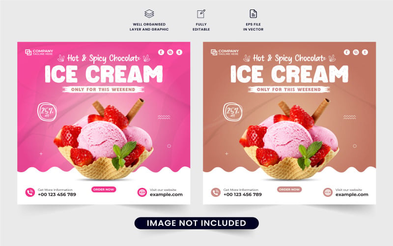 Ice cream web banner template vector - TemplateMonster