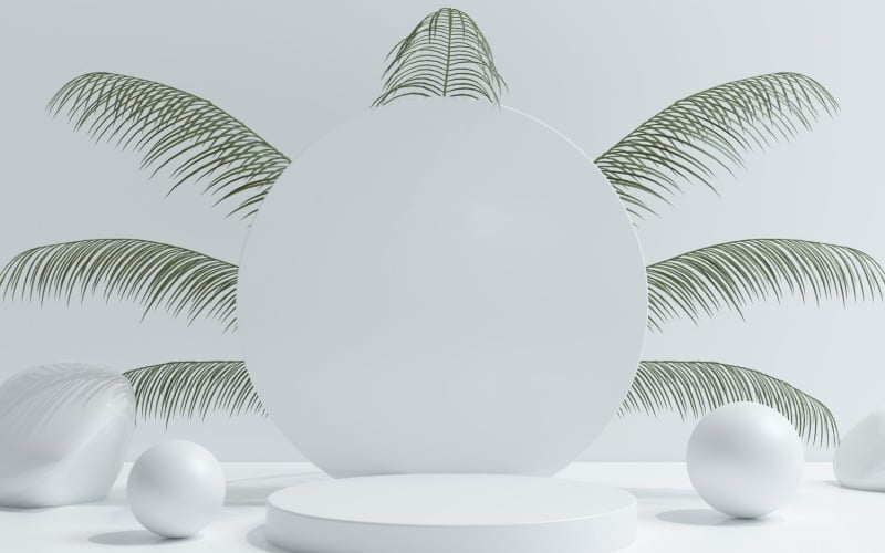 Round podium & Stage Design with monstera plant