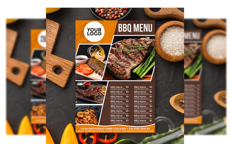 Menu de Churrasco - Modelo de Folheto nº 2 - TemplateMonster