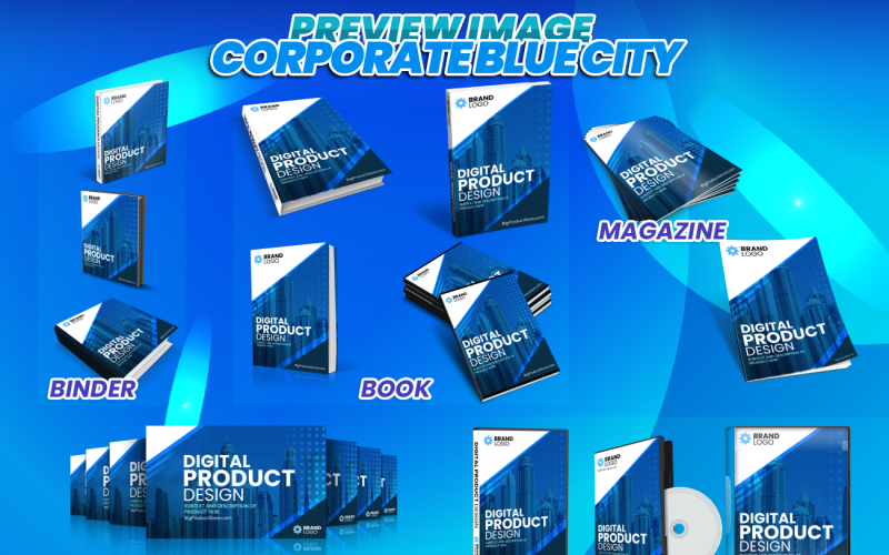 Mockups Set – Corporate Blue City Design - TemplateMonster