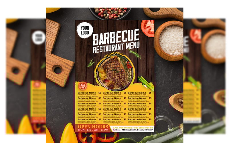Barbecue Menu Des Flyer Template #297575 - TemplateMonster