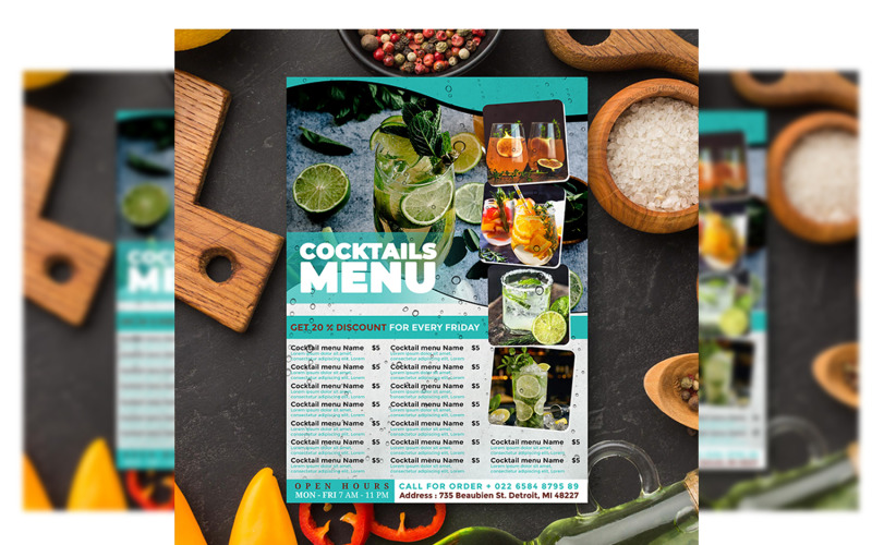 Menu des boissons - Modèle de Flyer #297584 - TemplateMonster
