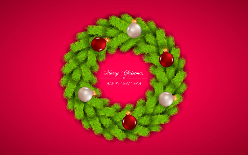 Christmas wreath vector concept design. merry christmas text in grass ...