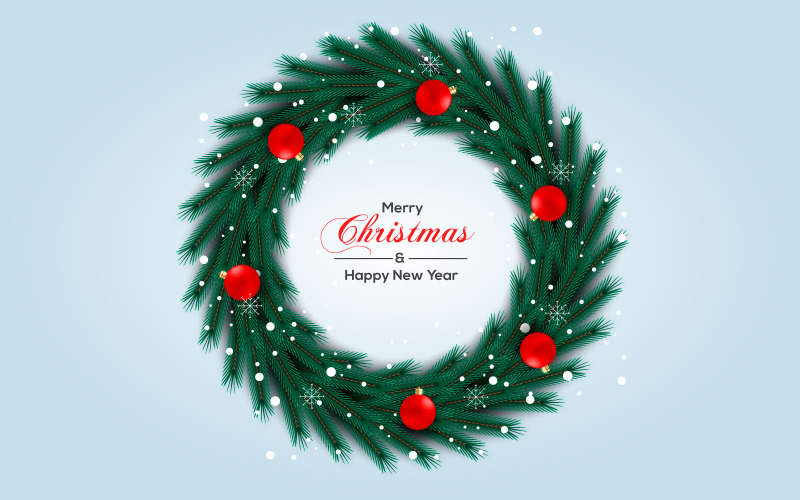 Christmas wreath vector concept design. merry christmas text in pine ...