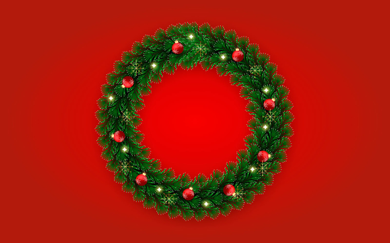 Realistic christmas wreath template decoration with pine branch and ...