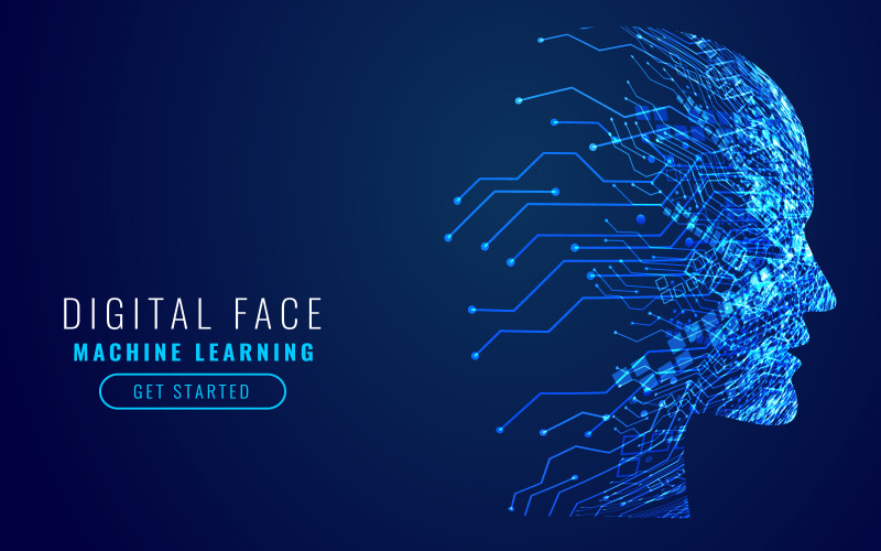 Digital Technology Face Artificial Intelligence BAckground