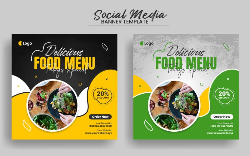 Delicious Food Menu Social Media Post Banner Template and Square Banner ...