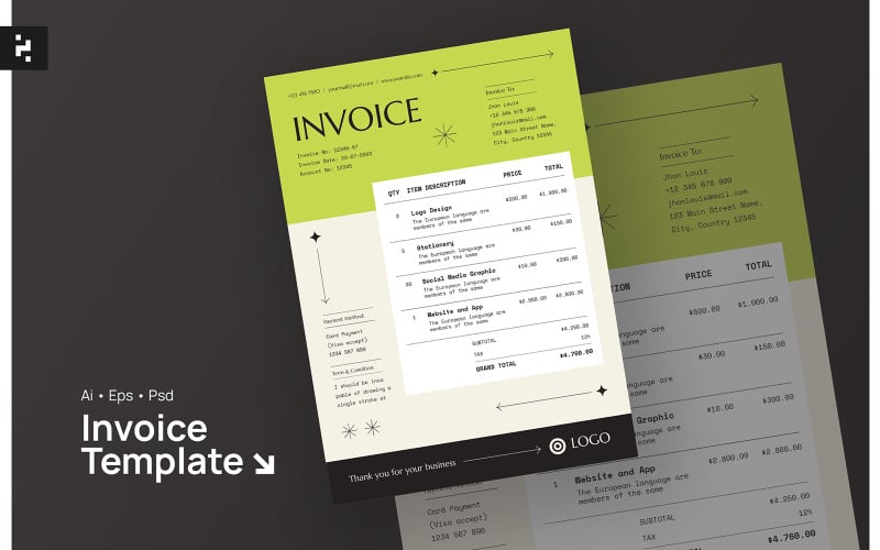 Business Modern Invoice Template #298177 - TemplateMonster