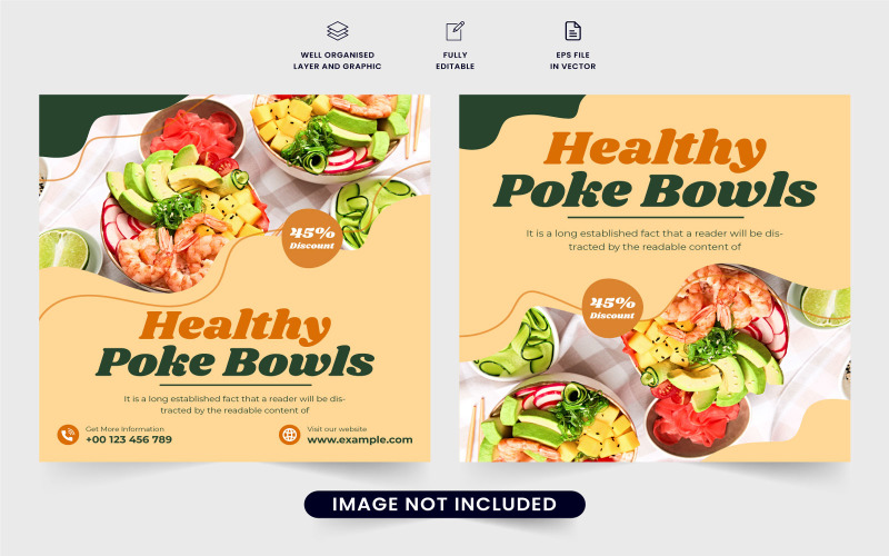 Healthy food promotion template vector design